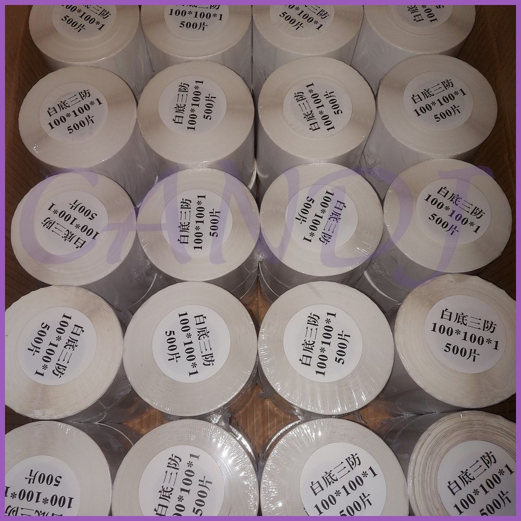 ∇ 100 x 100 mm Direct Thermal Sticker Waterproof Oilproof Scratchproof ...