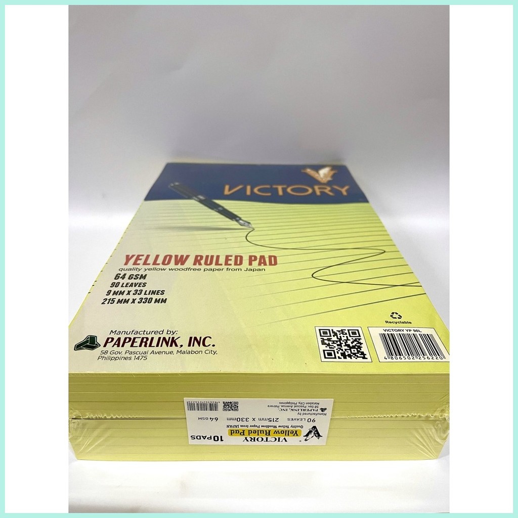 Victory Yellow Pad Paper sold per REAM 10 pads Long Writing Pad l 90 ...