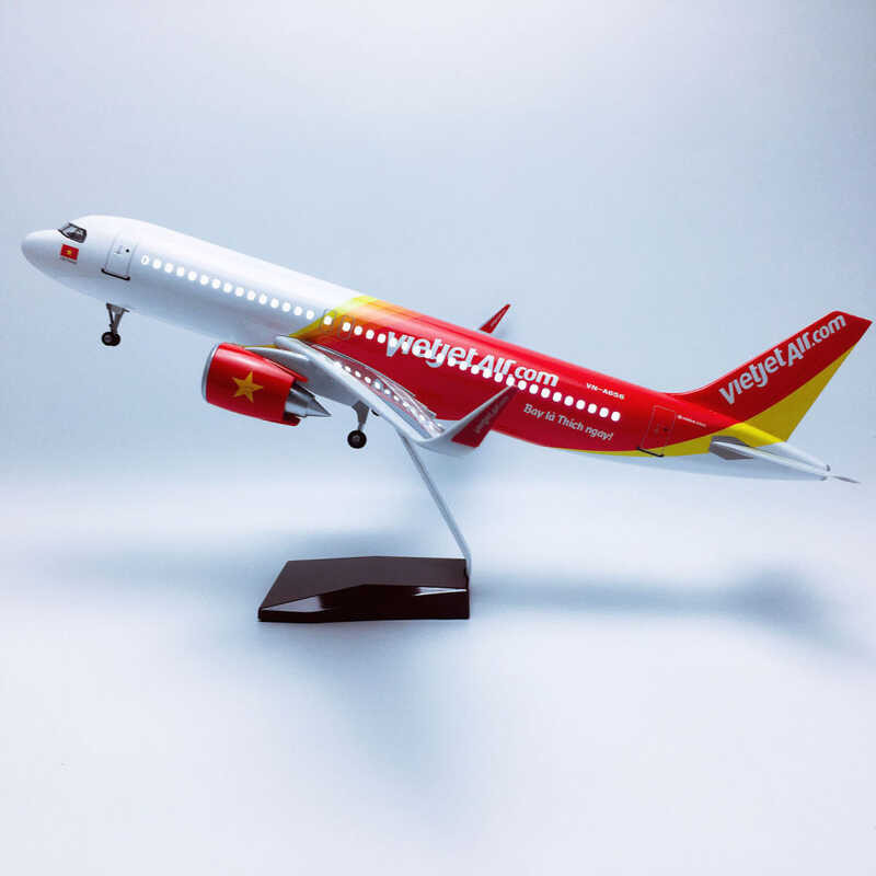 Tt 1:80 Scale Plane A320 Vietjet Air Airplane Model With Wheels And ...