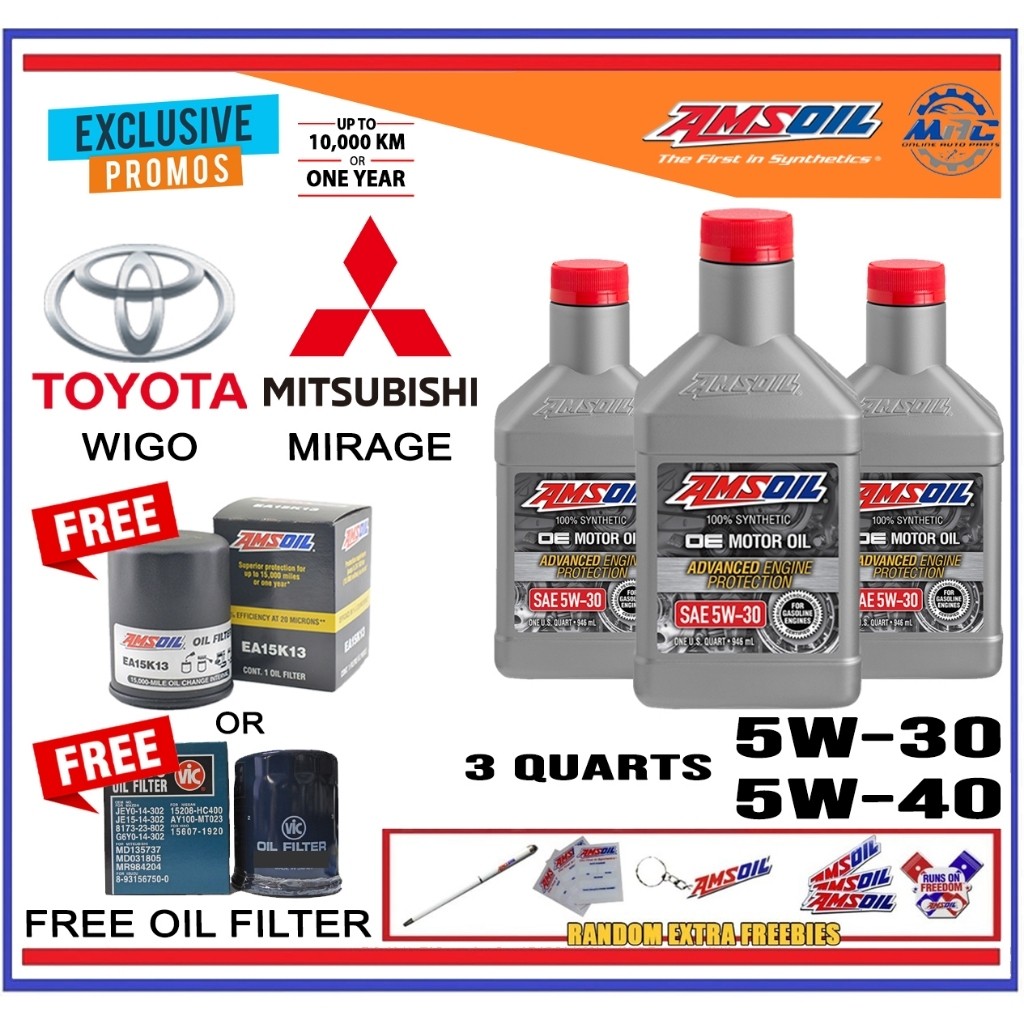 AMSOIL OE Motor Oil 5w-30 5w-40 3 Quarts PACKAGE FOR MITSUBISHI MIRAGE ...