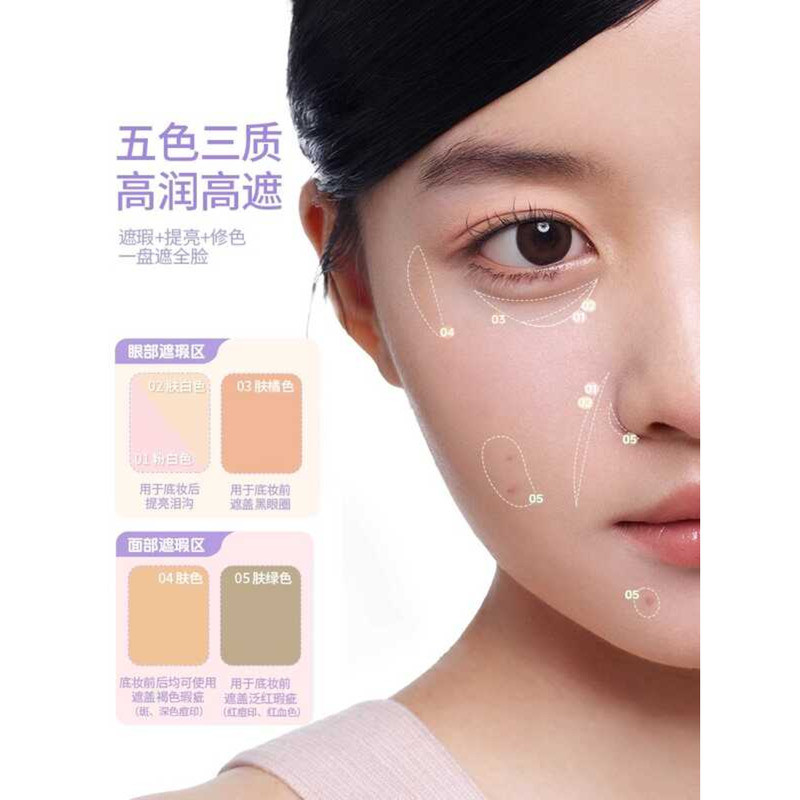GirlsCrush Five-Color Concealer Palette Sample Tear Trough Dark Circles ...