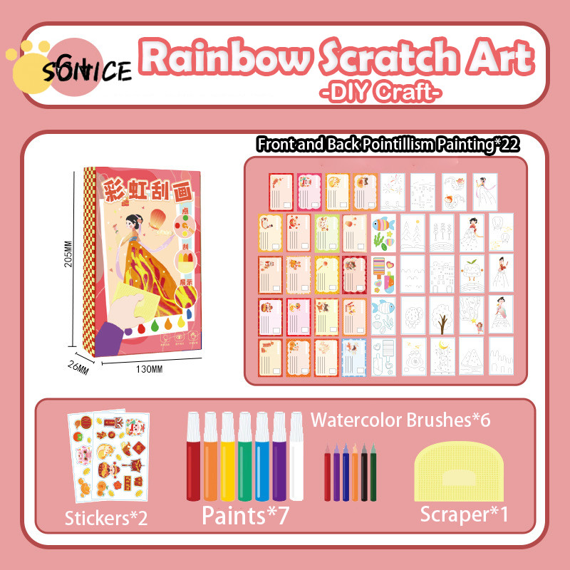 Magic Rainbow Scratch Art Kit for Kids 22 Sheets DIY Scratch Paper with ...