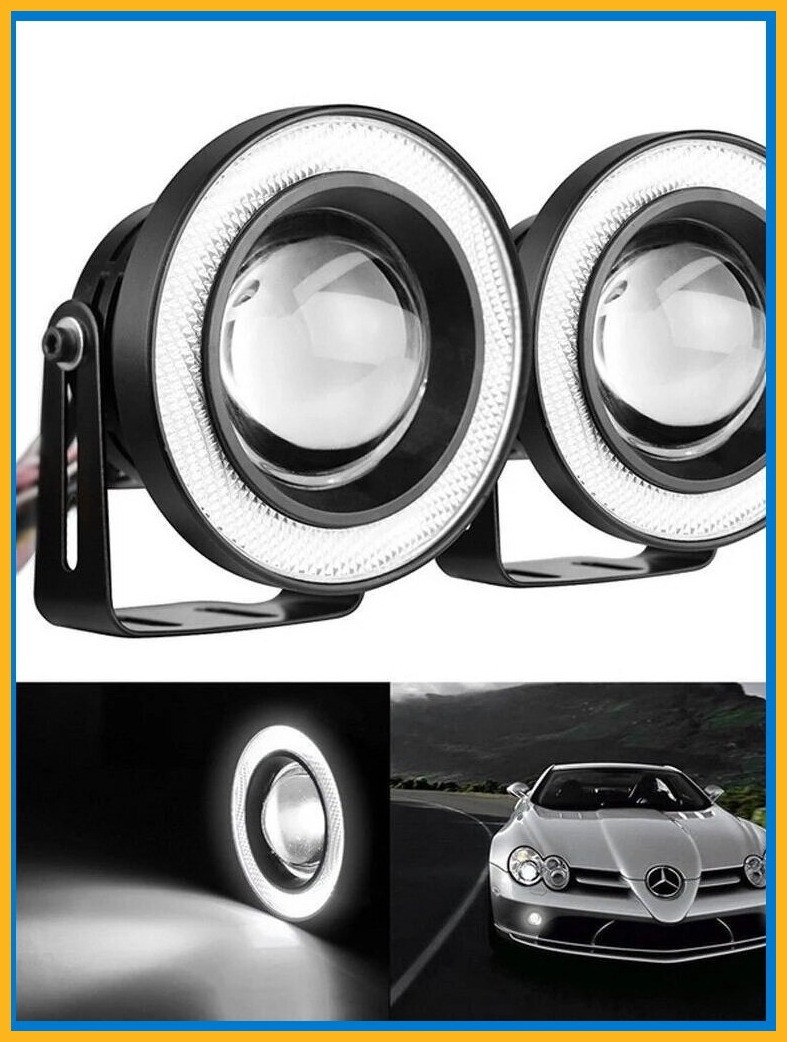 [Hot-Sale] (2pcs) Car COB LED Angel Eyes Fog Light Ring Lens Projector ...