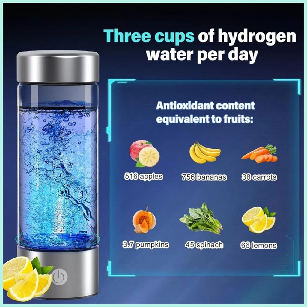 Compact 420ml Hydrogen Water Generator: Rechargeable Ionized Bottle for ...