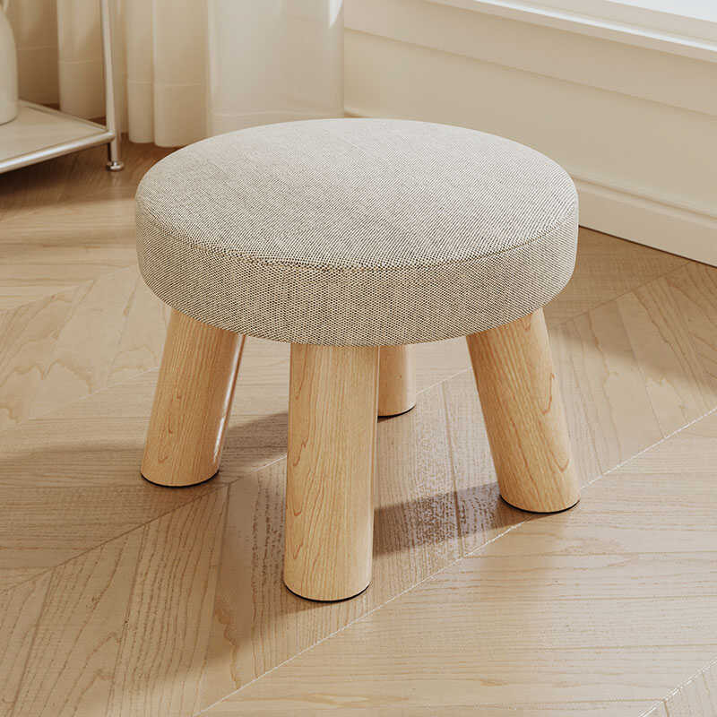 with Solid Wood Legs, Round Small Stool for Home Use, Cartoon Low ...