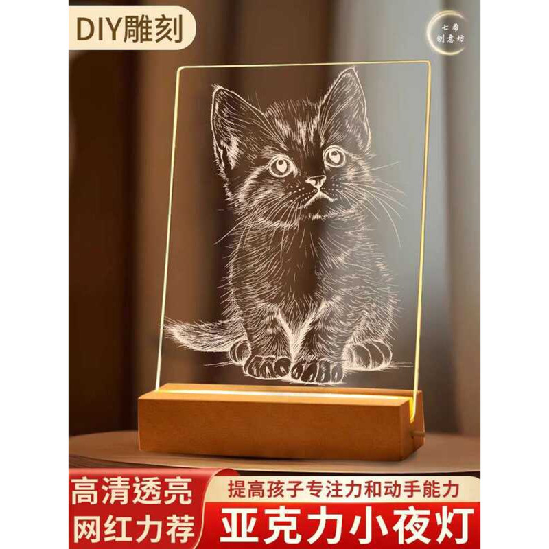 DIY Engraving Painting Lamp Handmade Material Kit Creative 3D LED Neon ...