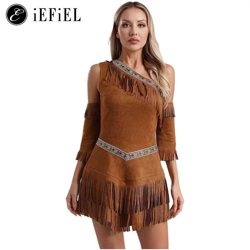 Xj Woman's Native American Costume Ruffles One Shoulder Tutu Dress With ...