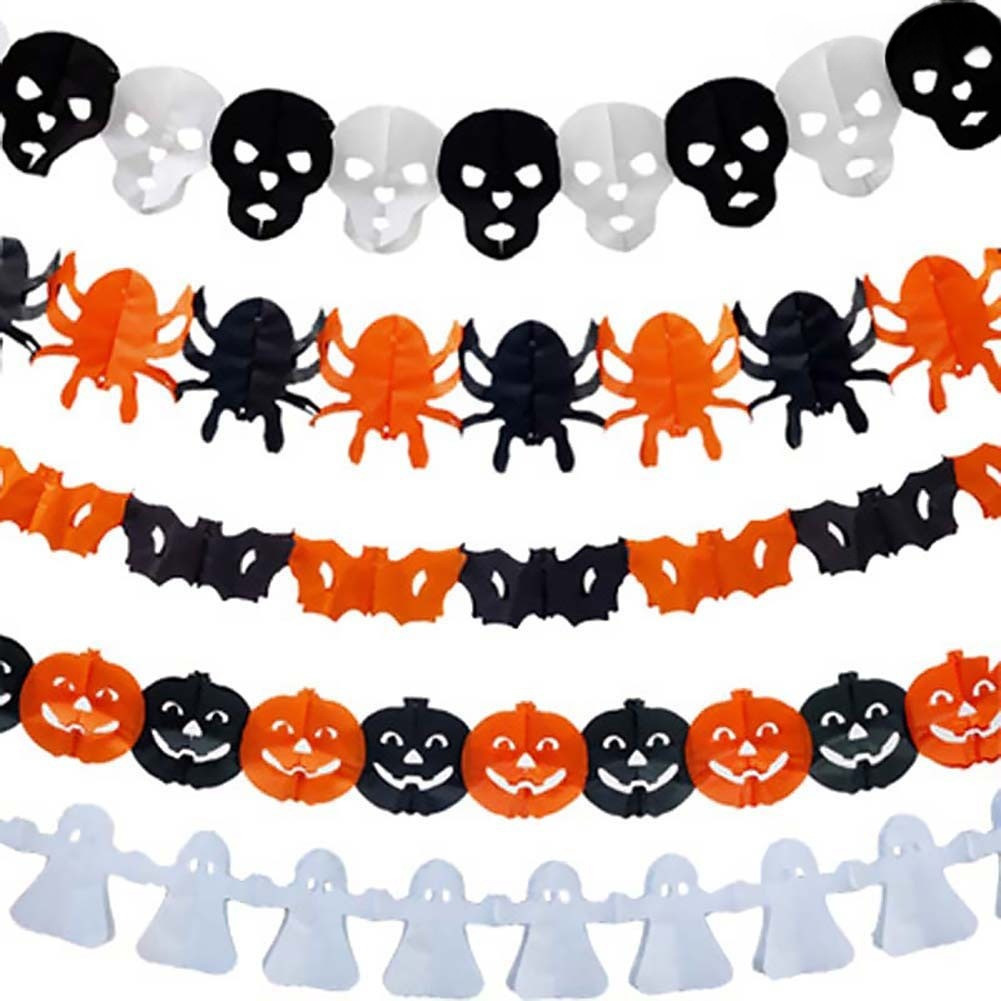 300cm Halloween Pumpkin Spider Bat Ghost Bunting Banner Garland Party ...