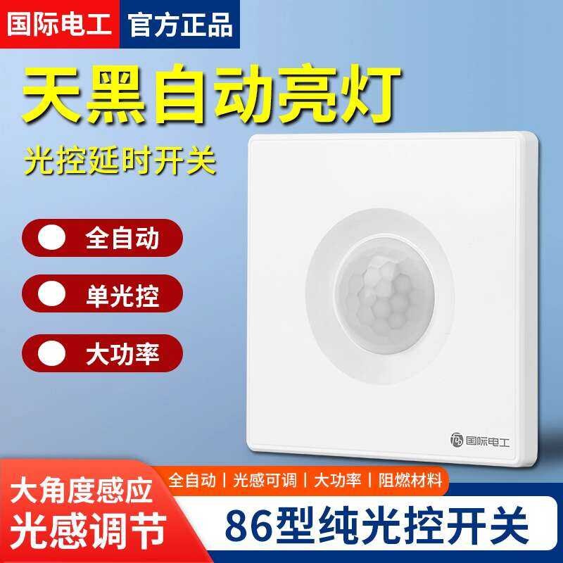 220V Control 86 Type Sensor Switch Measurement Dark Automatic Lighting ...