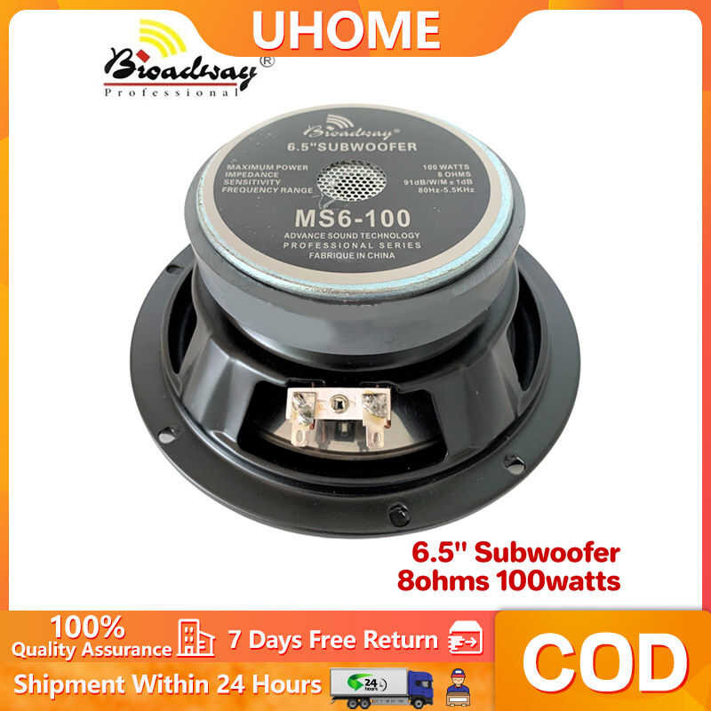 Broadway 6.5" Subwoofer Speaker 8Ohms 100/200Watts Ms6-100 / Ms6-200 ...