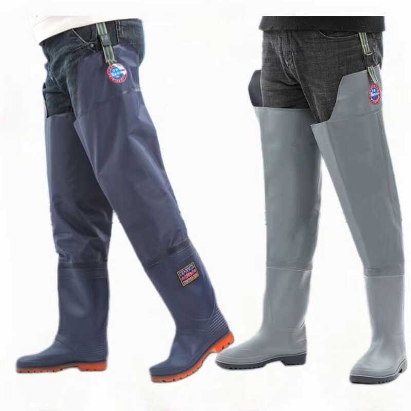 Super High Tube Rain Boots Men And Women Wading Over The Knee Fishing ...