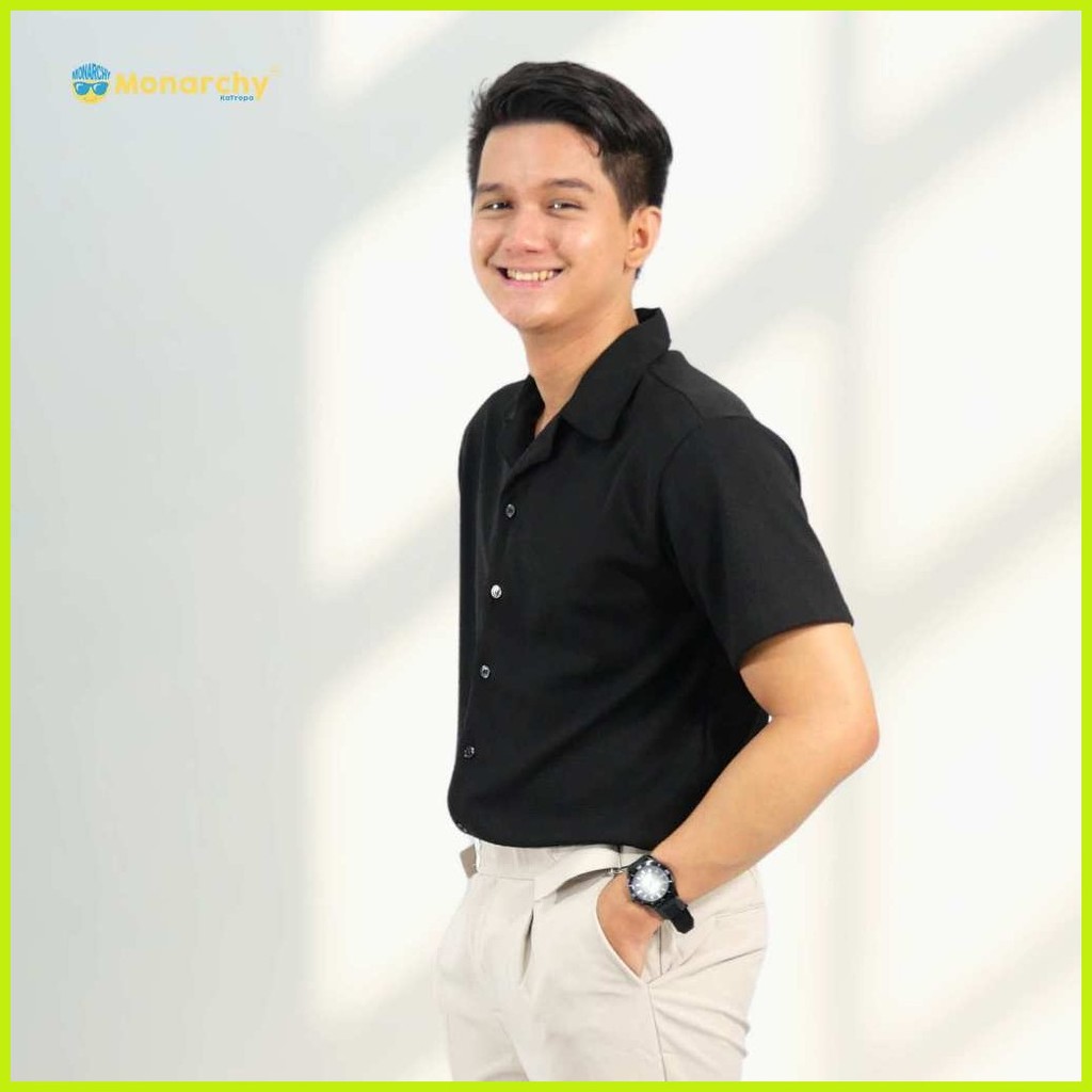 Monarchy Cuban Polo Mini Waffle Fabric ( full down buttons ) for Men ...