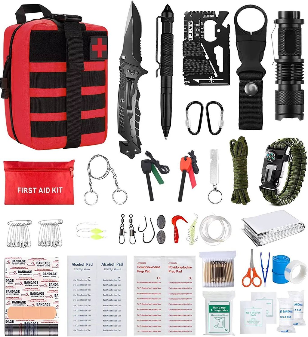213pcs First Aid Kit,Wildness Camping Emergency Survival Gear SOS ...