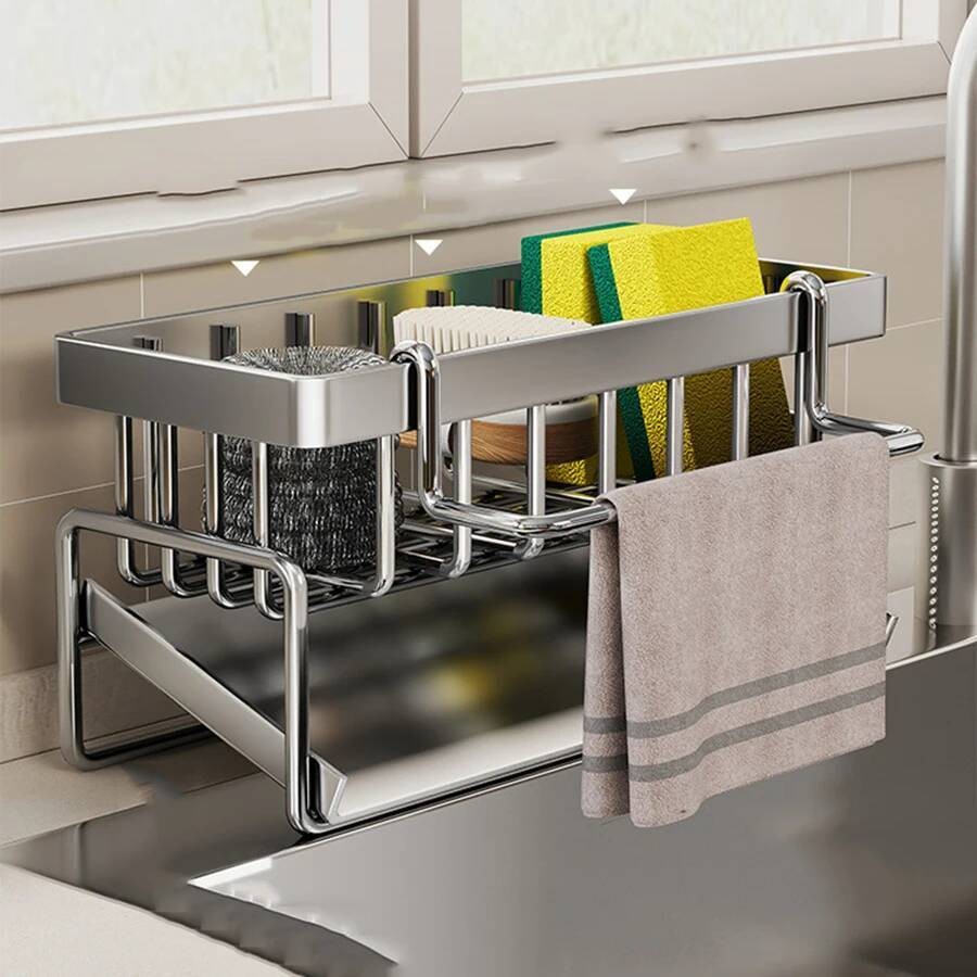 Sponge CAOUNKitchen Holder Stainless Steel Sink Drain Drainer Towel ...