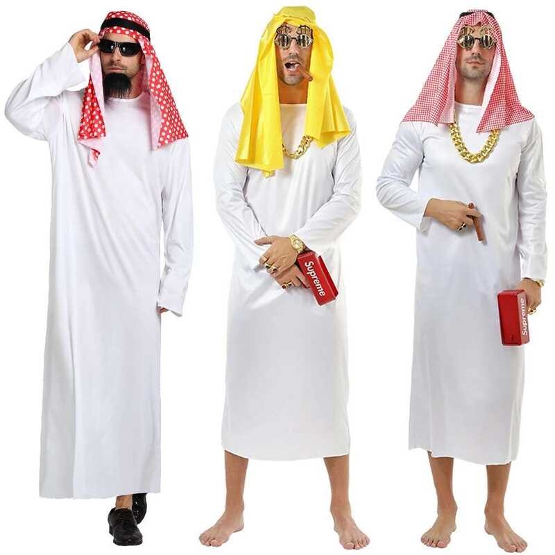 Arabia Men Arab Sheikh Costume Red Head Scarf Shepherd Arabian Prince ...