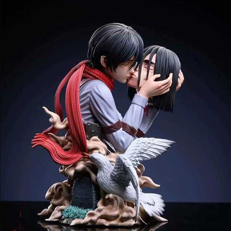 Aack On Tian Deah Kiss Mikasa Ackerman Hugging Head Figure Double Saue ...