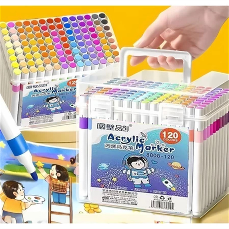 Acrylic Marker 60/80/120pcs Large Capacity Square Box Marker Set ...
