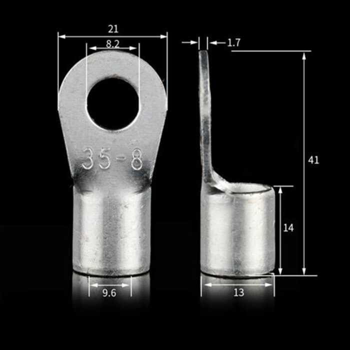 Red OT35-8 Cold Pressed Block RNB Round Bare Terminal OT Copper Nose ...