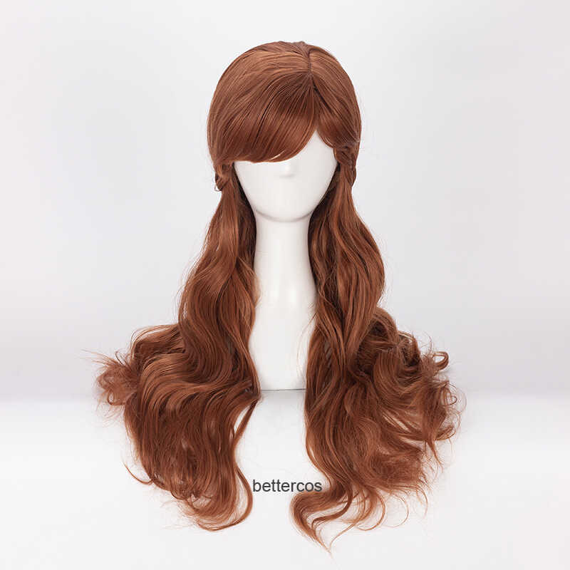 Frozen 2 Princess Anna Twist Braid Long Curly Hair Brown cos Anime Wig ...