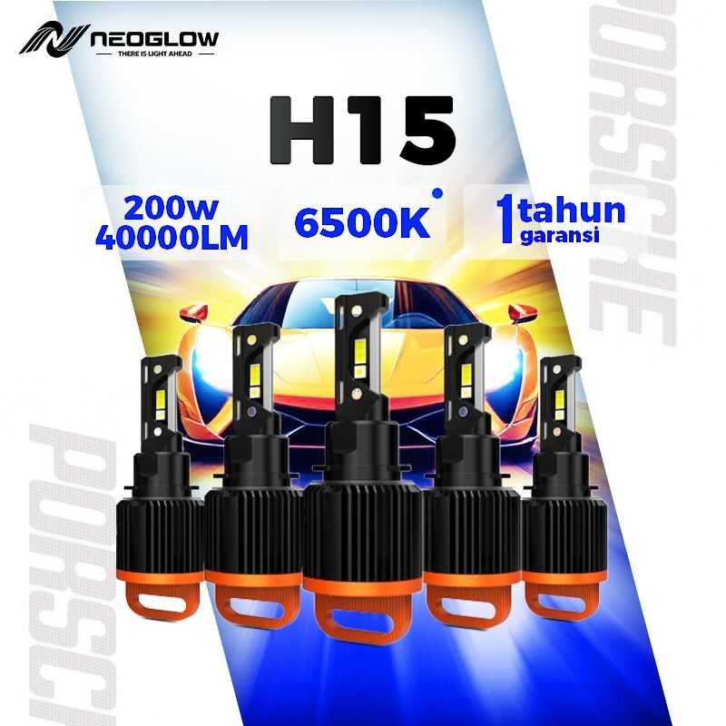 2Pcs NEOGLOW H15 Pro Series Led Headlight Bulb 200W 40000Lumens 6500K ...
