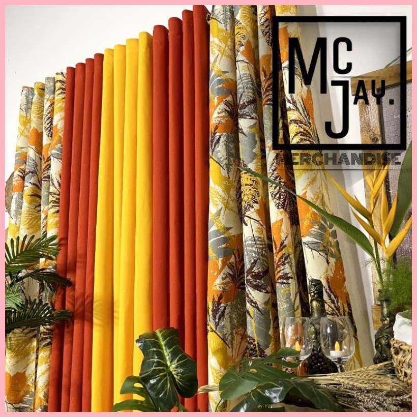 MCJAY - 5in1 Orange Forest Leaves Ring Curtain Set (6ft/7ft) - Sold per ...