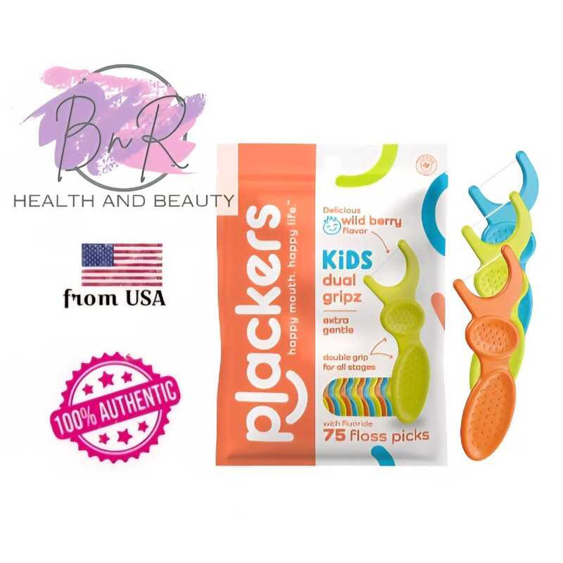 Plackers Kids Dental Floss Picks 75, Multicolor, Fruit Smoothie Swirl ...
