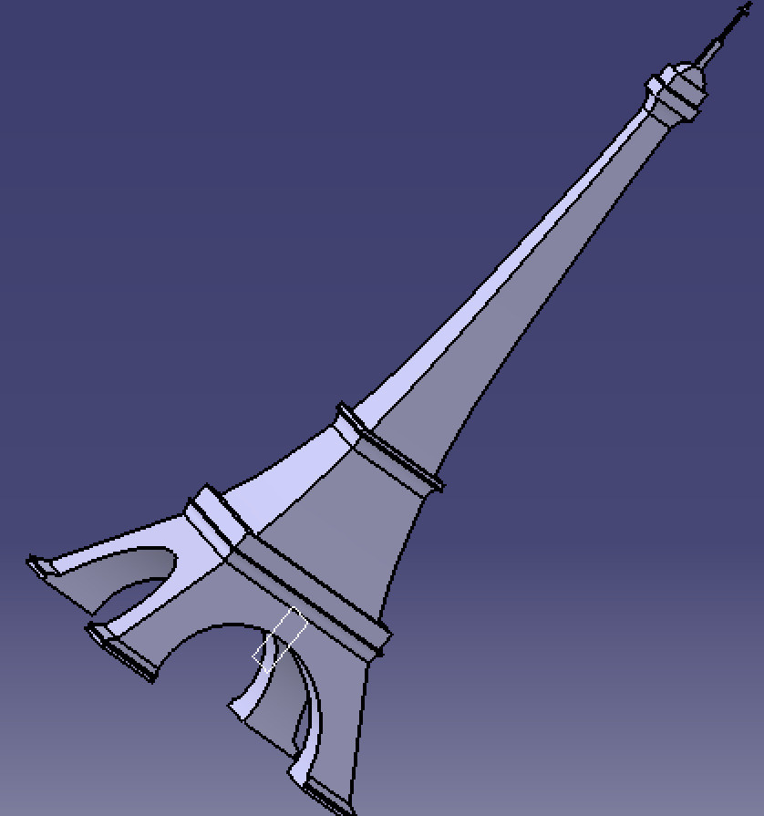30cm Paris Eiffel Tower Simplified Solid Catia 3D Geometric Model 3D ...
