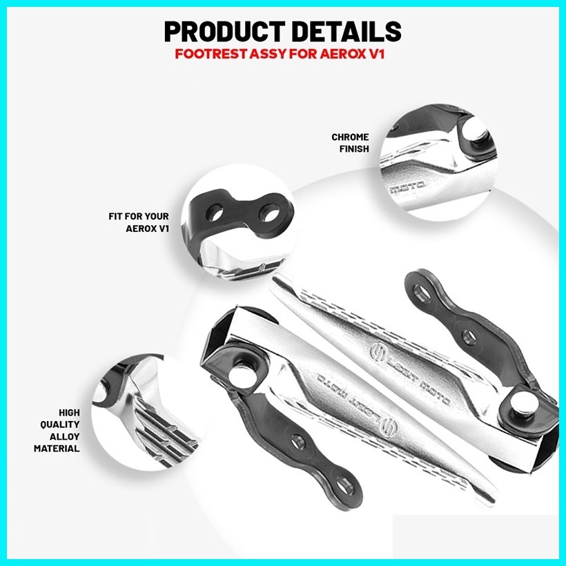 Aerox V1/V2 Rear Footrest With Bracket Set Alloy Footpeg Assembly ...