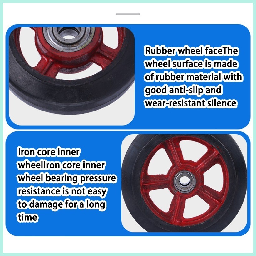 HEAVY DUTY PUSH CART STEEL BODY RUBBER WHEEL 6 INCH / 8 INCH / 10 INCH ...