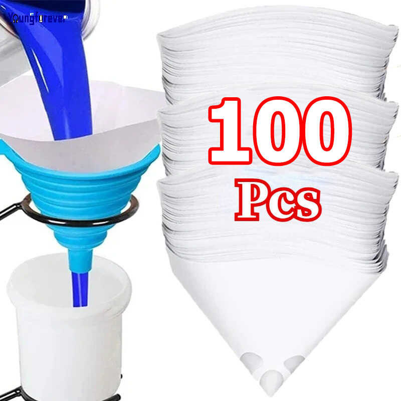 100/50Pcs 120 Disposable Funnel Universal Fine Filter Cone Sieve ...