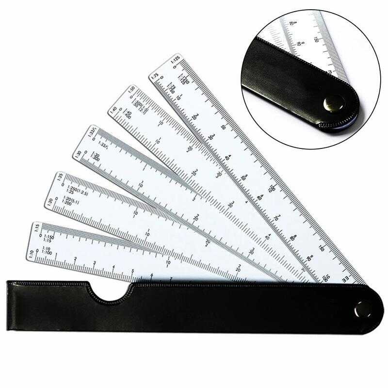 Fan Shape Scale Ruler With 5 Blades Engineering Multifunctional ...