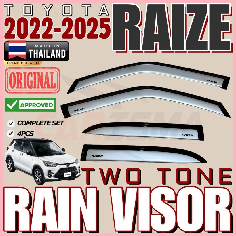 TOYOTA RAIZE 2022-2025 ORIGINAL RAIN VISOR BLACK SILVER TWO TONE (raize ...