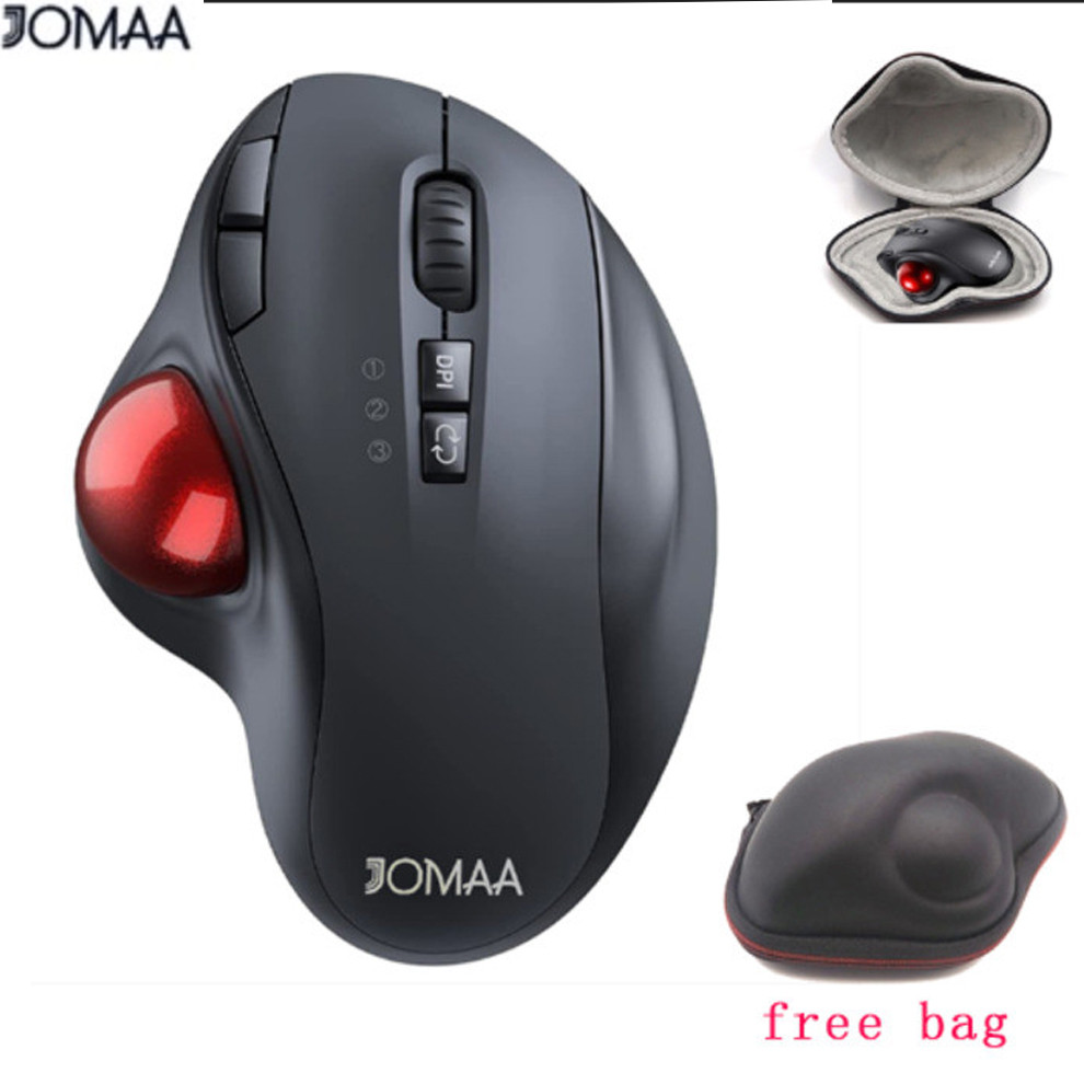Jomaa Bluetooth Trackball Mouse with Bag 2.4g Ergonomic Mice Rollerball ...