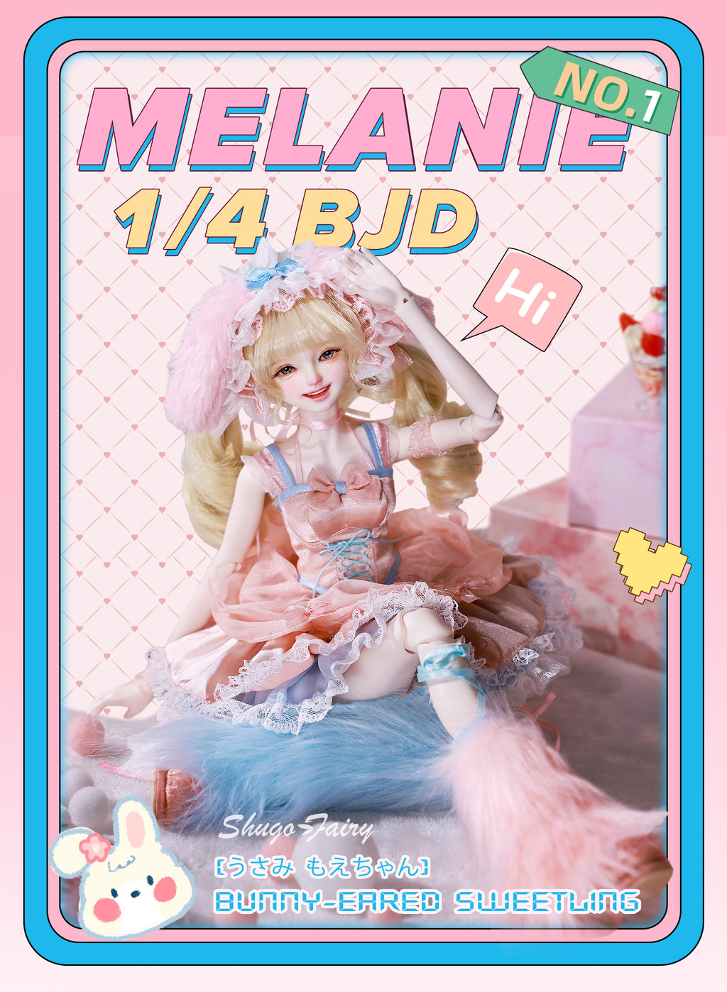 ShugaFairy Melanie A 1/4 BJD - Romantic Pink Bunny Girl Full Set Usagi ...