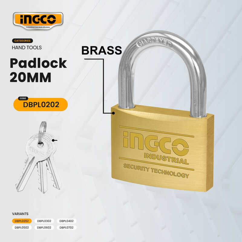 Ingco Heavy Duty Brass Padlock SOLD PER PIECE Dbpl0202 / Dbpl0302 ...