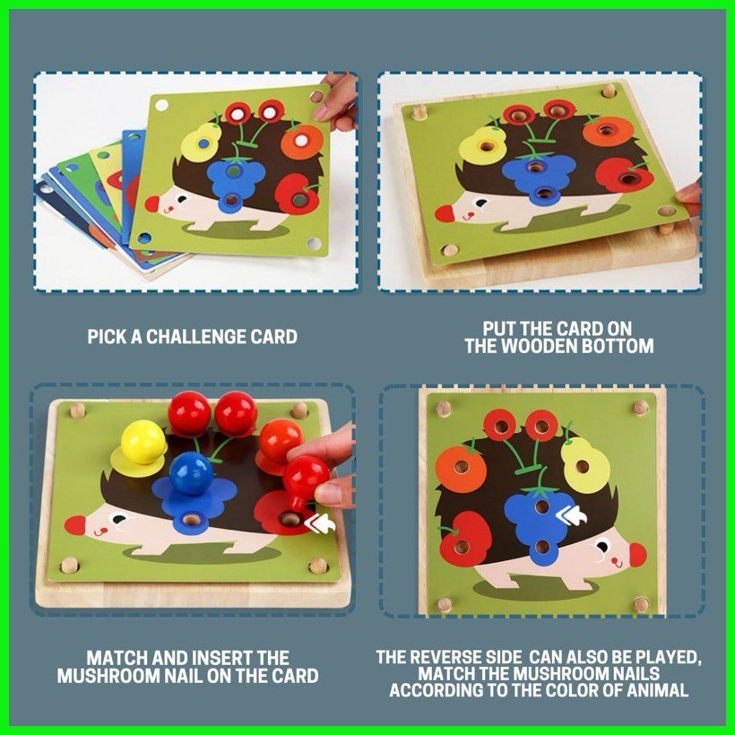 Wooden Button Nails / Button Art Toys Preschool Learning Education/ Peg ...