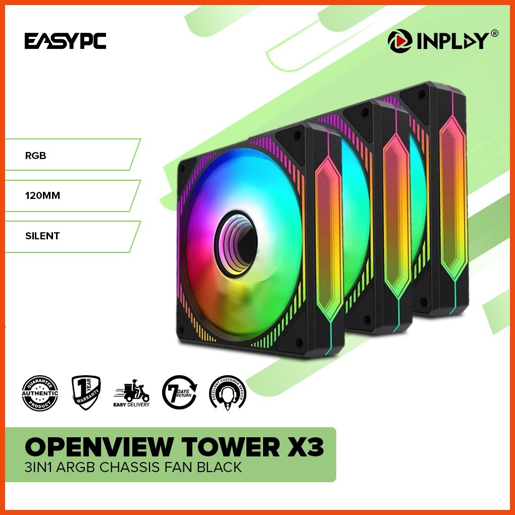 EasyPC | Inplay Openview Tower X3 3in1 ARGB Chassis Fan Black and White ...