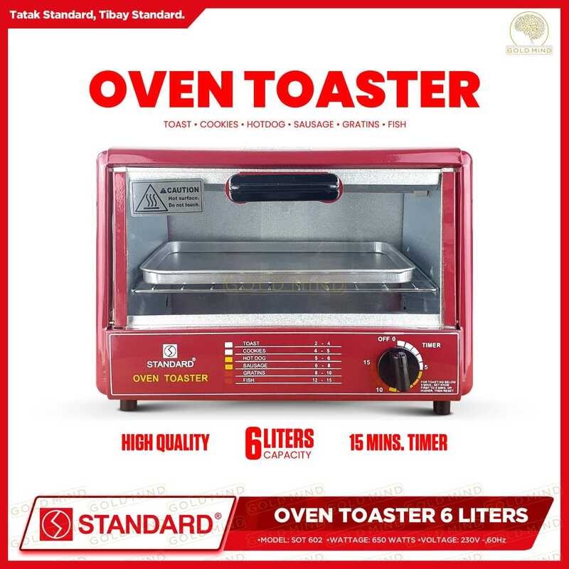 Standard Oven Toaster Red 650 watts 6 8 Liters & Tray 3 | Shopee ...