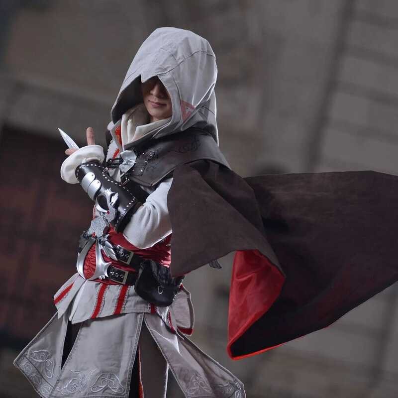 Xj Hot Cosplay Costume Ezio Assan Connor Sweater Pants Coat 16 PCS ...