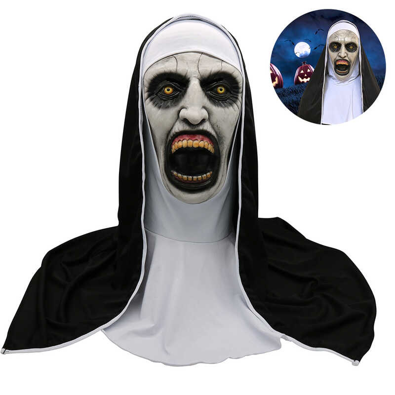 A [Pantorastar] Nun Horror Mask Cosplay Scary Latex Masks With ...