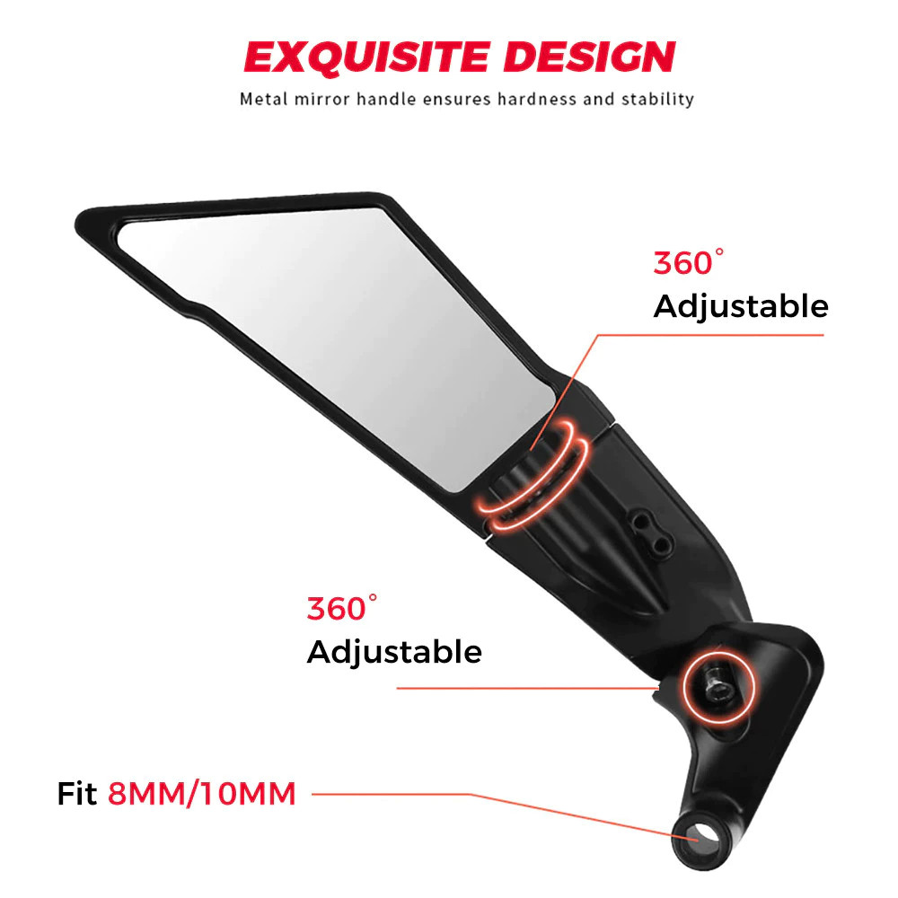 Side Mirror Horus Winglet Full Alloy 28cm Large Adjustable Mirror Mount ...
