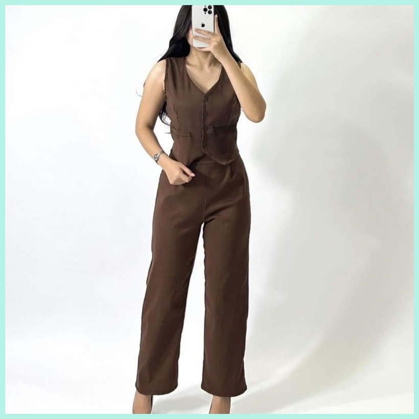 Vest Terno Coordinate with Trousers Pants Woven Fabric | Shopee Philippines