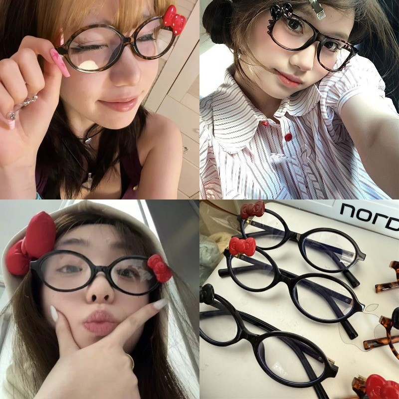 Hello Kitty Printed Glasses Cartoon Anime Cute Kawaii Desktop ...