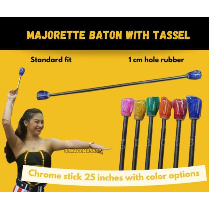 Majorette Baton Twirl With Tassel Rubber With Chrome Stick For Marching ...