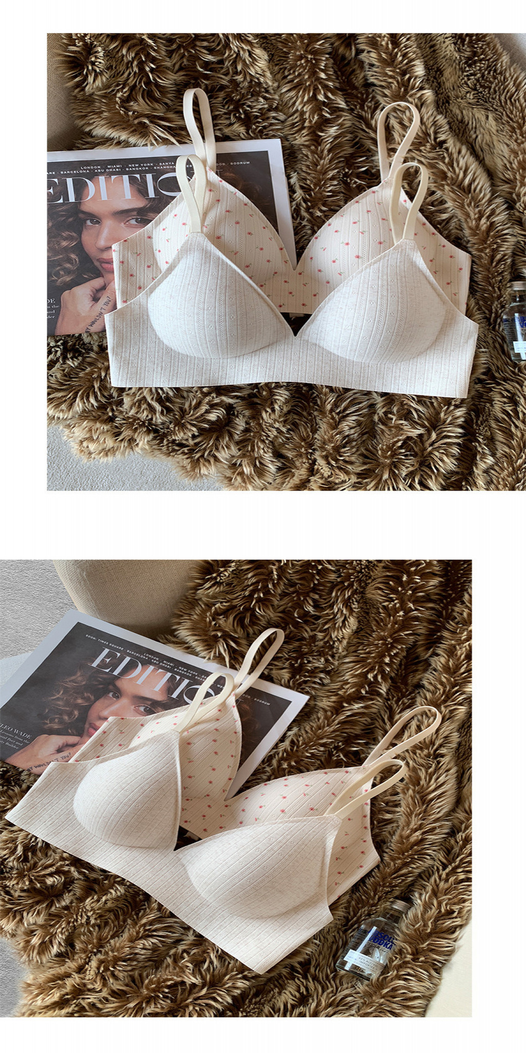 Sweet Breathable Triangle Cup Bra for Women Thin Strap Seamless ...