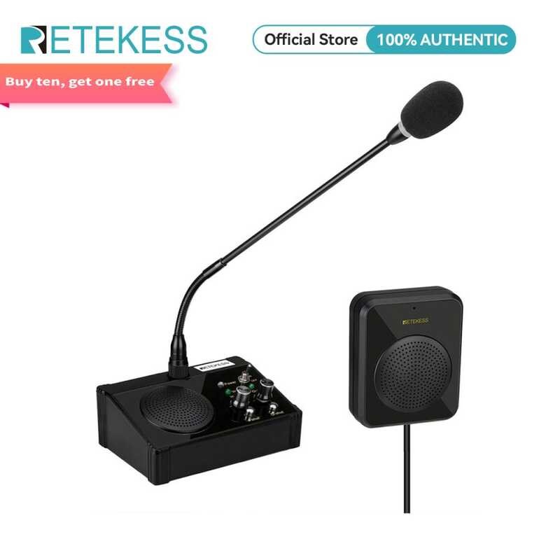Retekess Tw106 5W Dual Way Window Counter Intercom Interphone System For Restaurant Bank Office ...