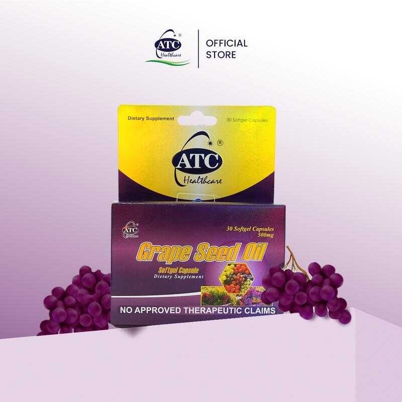 ATC Grape Seed Oil Supplement 500Mg X 30'S Dietary Capsules For Fiess ...