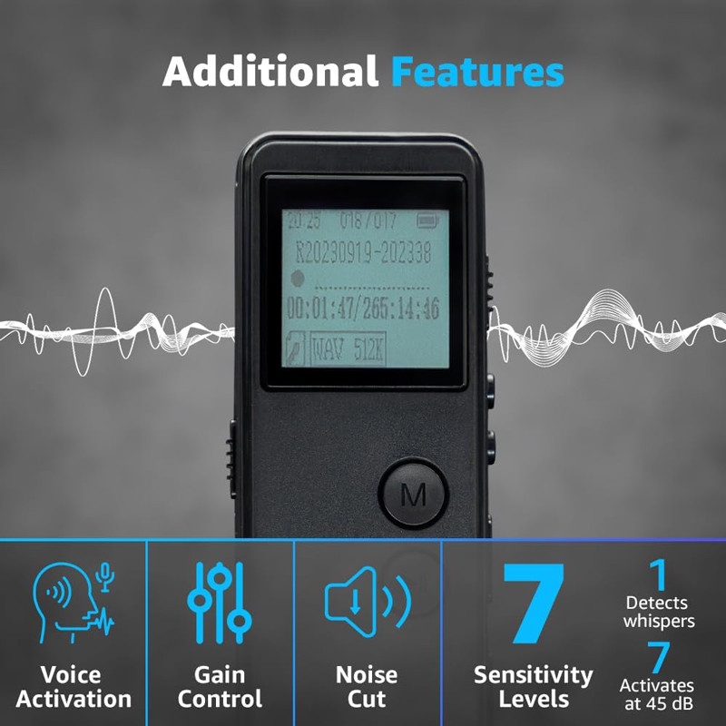 Digital Voice Activated Recorder with Playback HD Dual MIC Tape ...