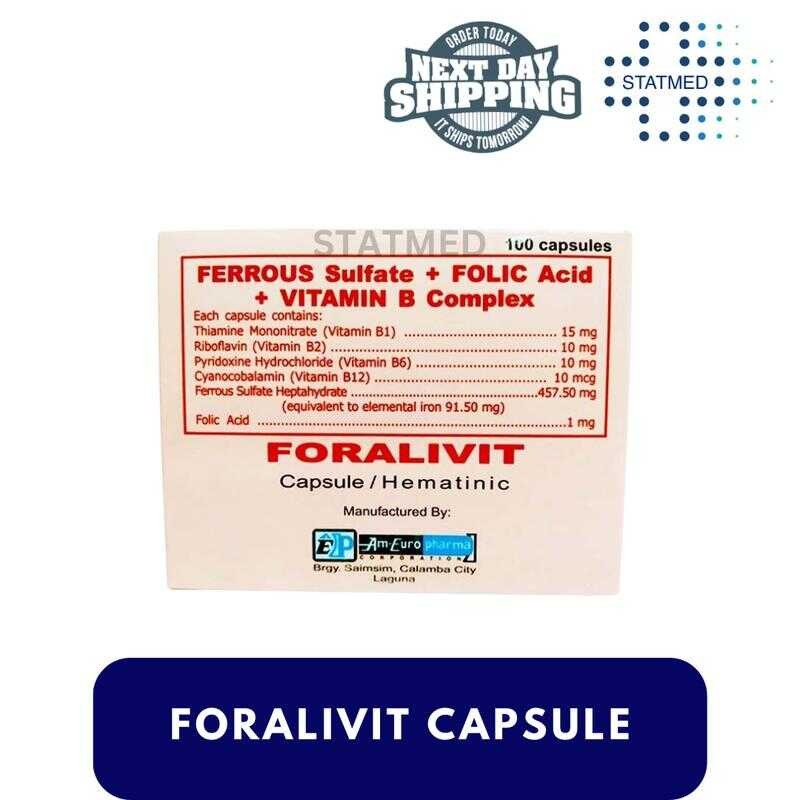 Foralivit Capsule Ferrous + Folic Acid Vitamin B Complex L 50 & 100 ...