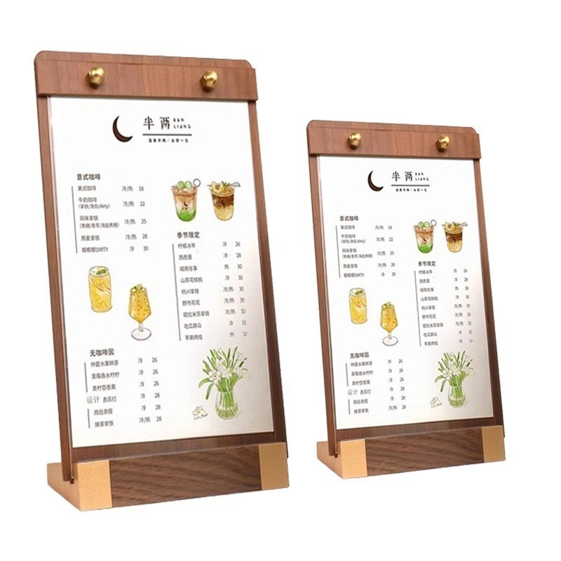 A4/A5 Restaurant Menu Display Board Wooden Desktop Display Billboard ...